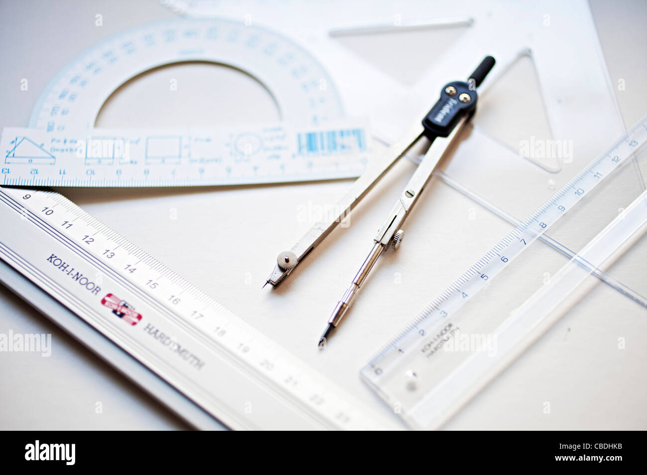 Compass, compasses, rule, ruler, triangle, protractor. Drafting ...