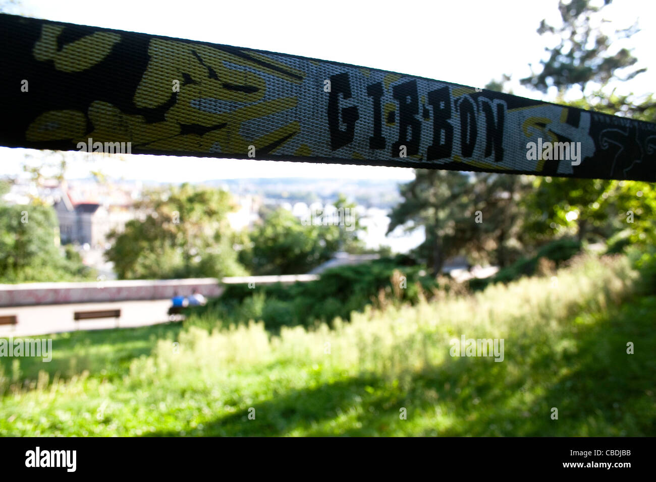 Slackline or slacklining is new sport discipline in balance which ...
