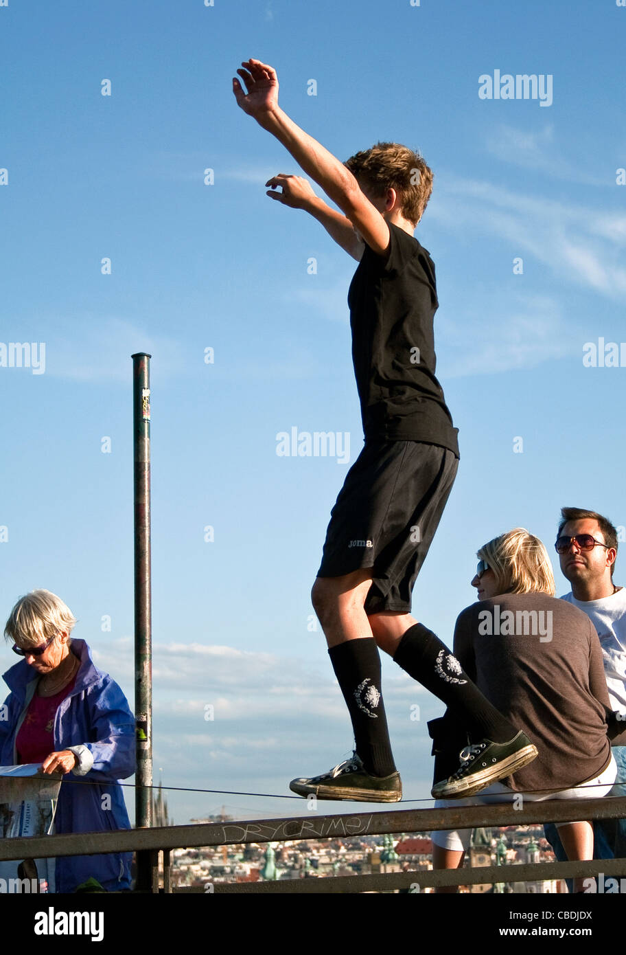 Slackline or slacklining is new sport discipline in balance which ...