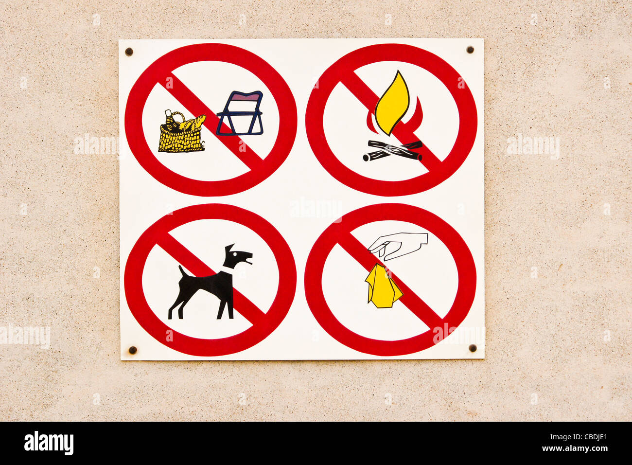 Sign of prohibited activities Stock Photo - Alamy