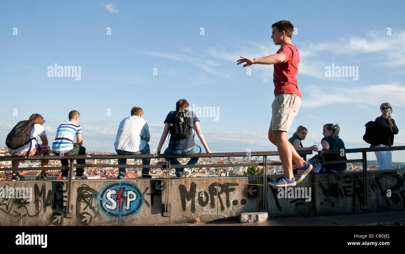 Slackline or slacklining is new sport discipline in balance which ...