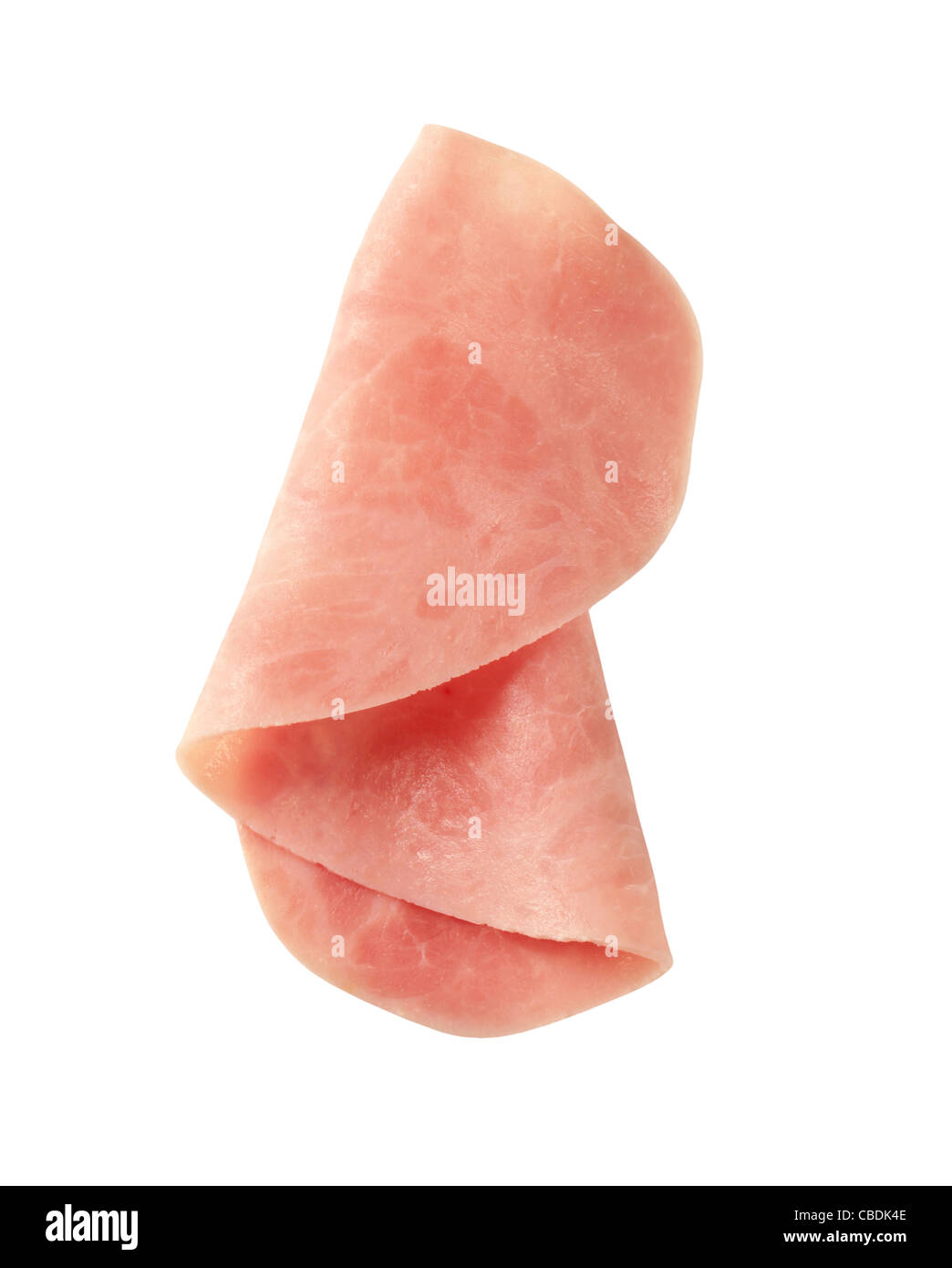 Thin slice of ham isolated on white background Stock Photo - Alamy