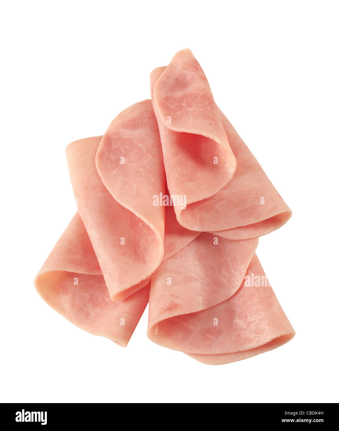Thinly sliced ham isolated on white background Stock Photo - Alamy