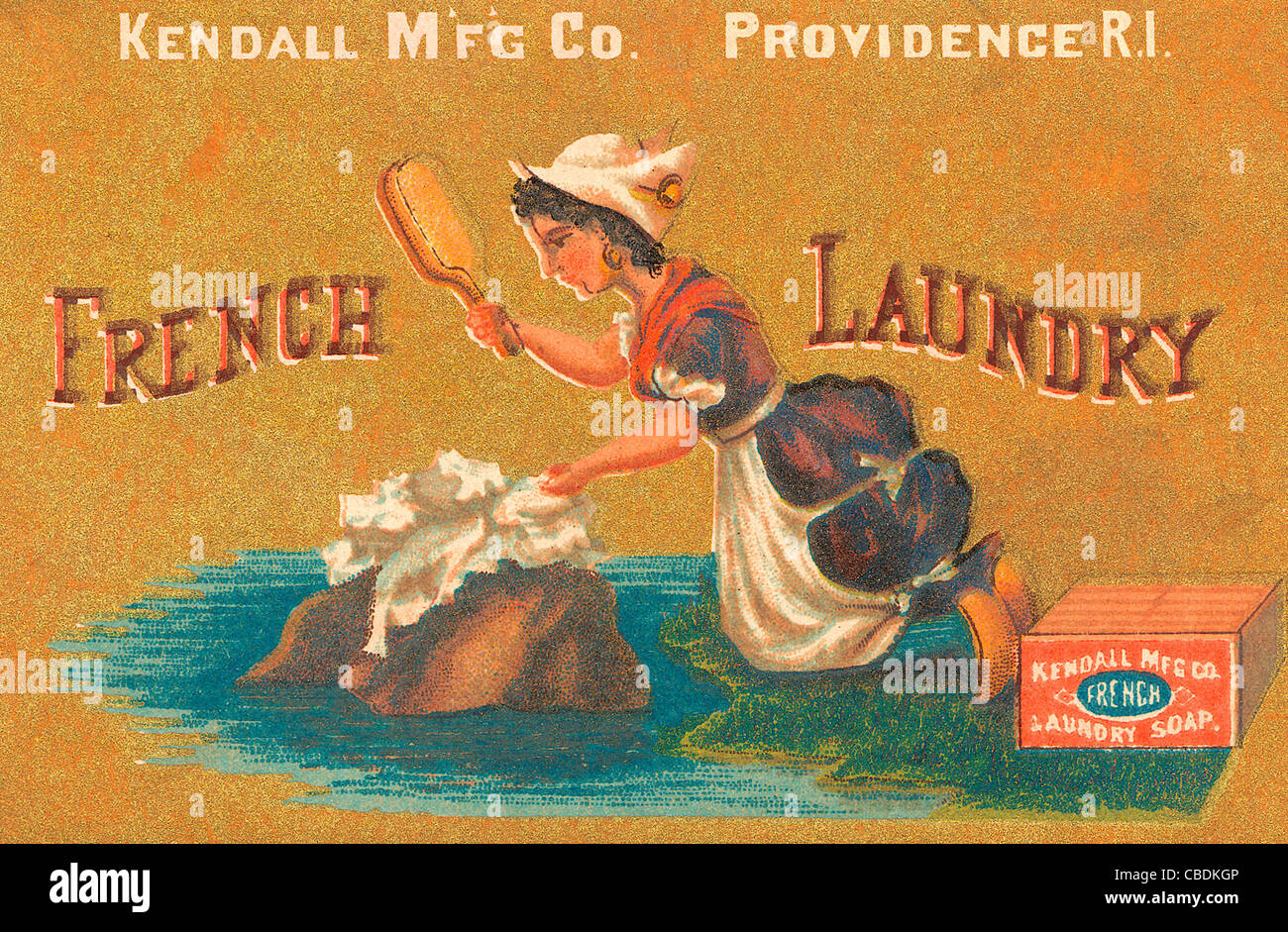 Advertisement for Kendall Mfg. Company's "French Laundry Soap" showing ...