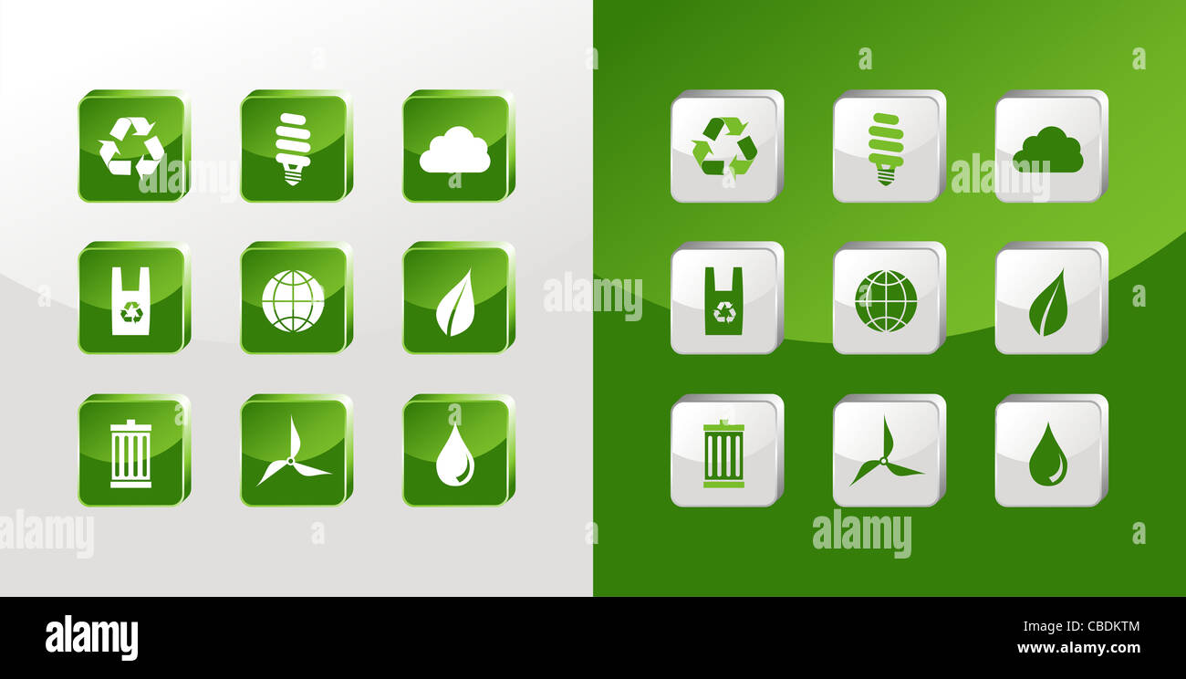 Environment icons glass set over light and dark background. Vector file ...