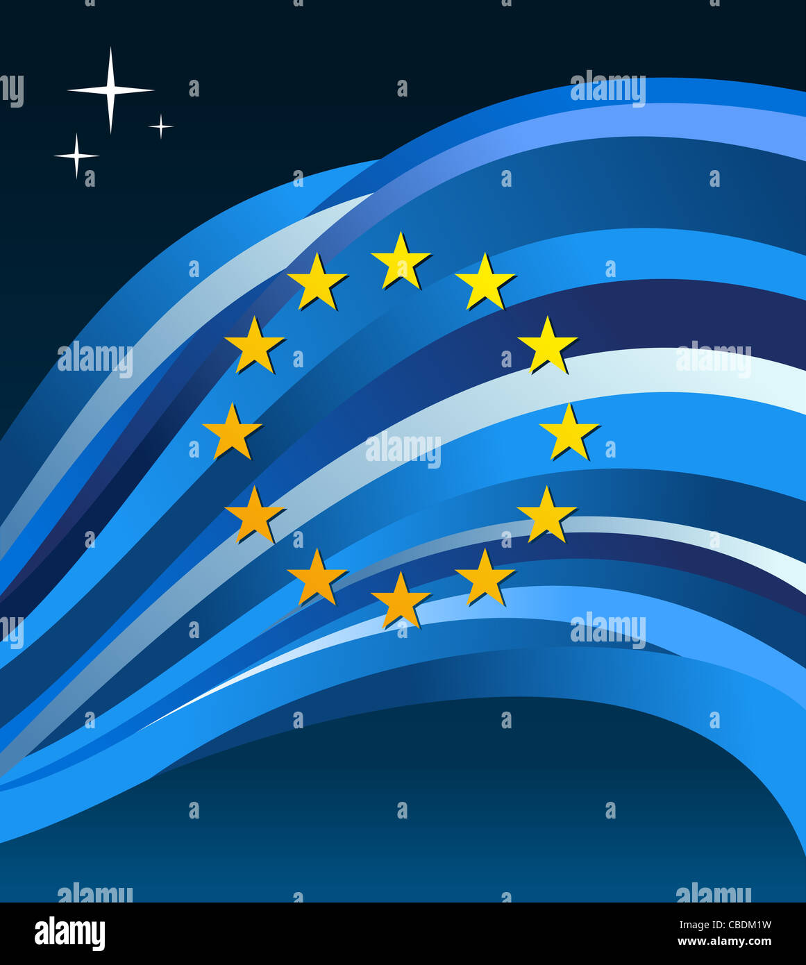 European Union flag illustration fluttering on a gray background ...