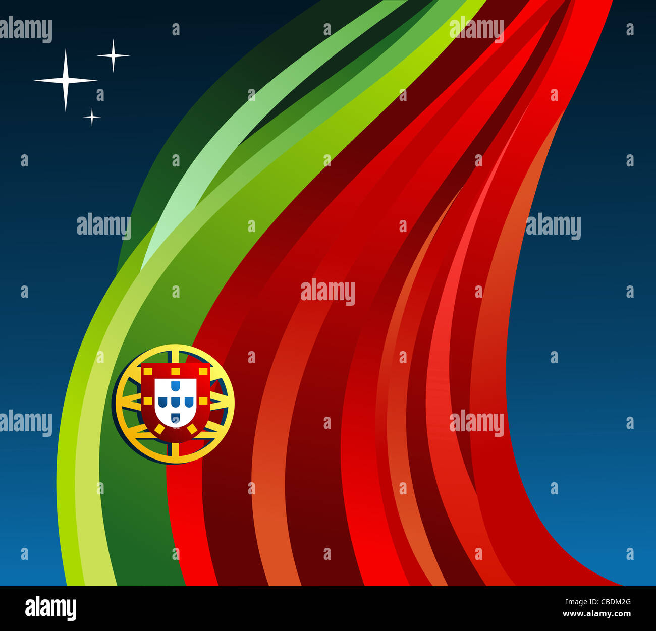 Portugal flag illustration fluttering on blue background. Vector file ...