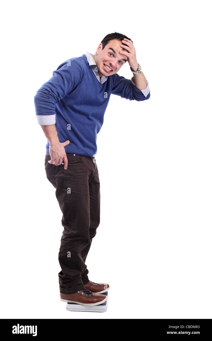 Fat man on scale hi-res stock photography and images - Alamy