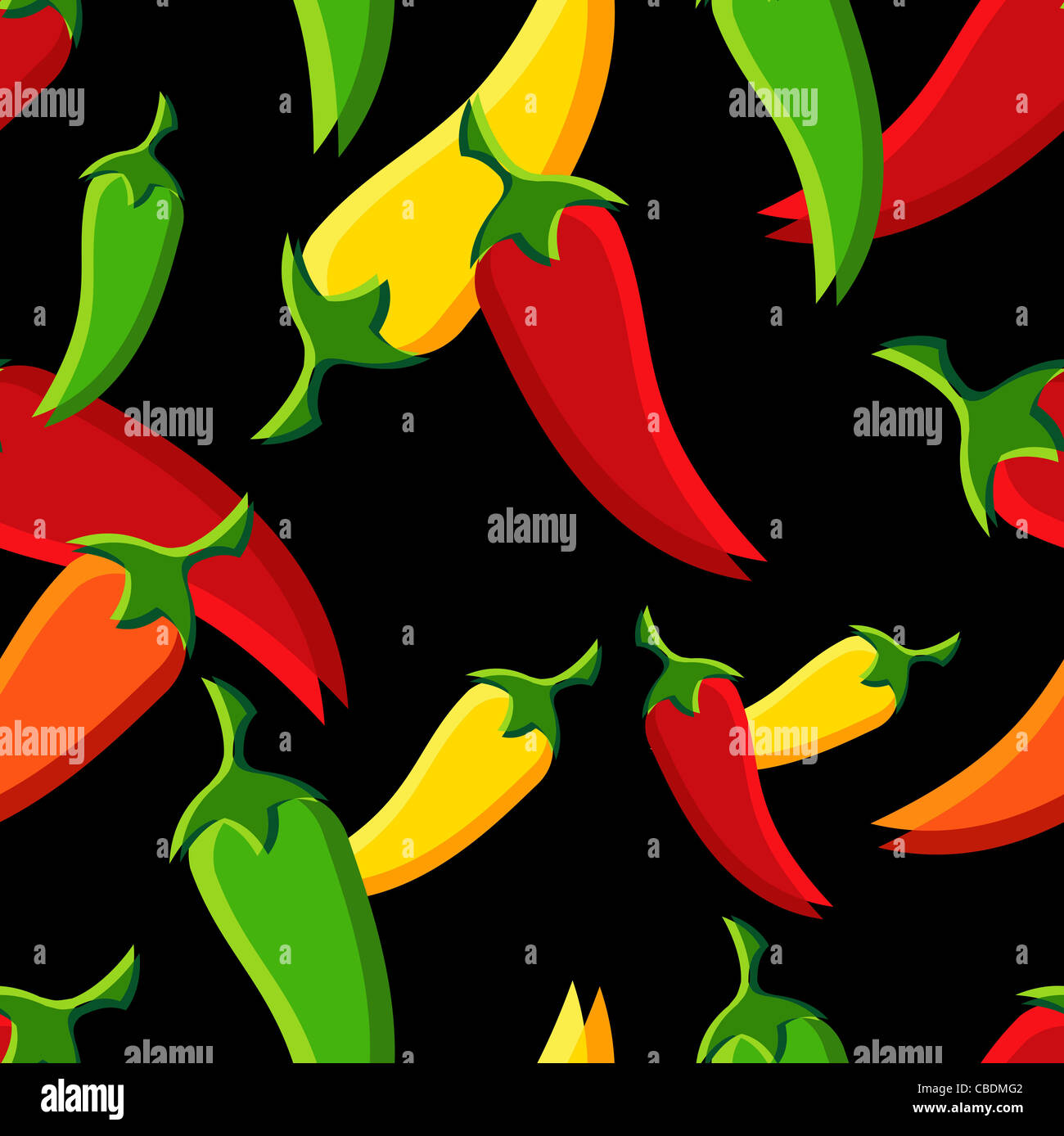 Seamless chilli peppers pattern background. Vector file available Stock ...