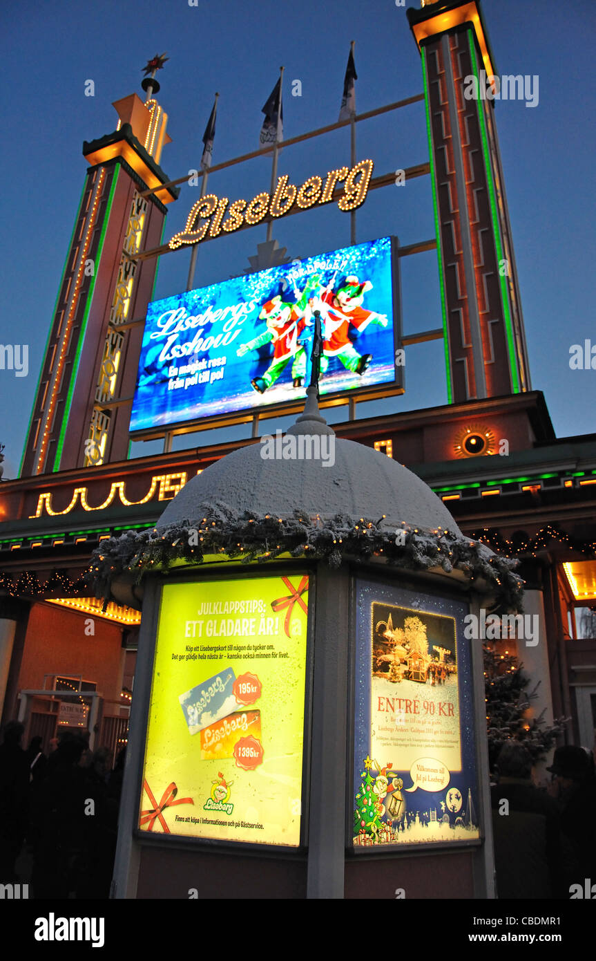 Entrance to Liseberg Christmas Market, Gothenburg, Västergötland ...