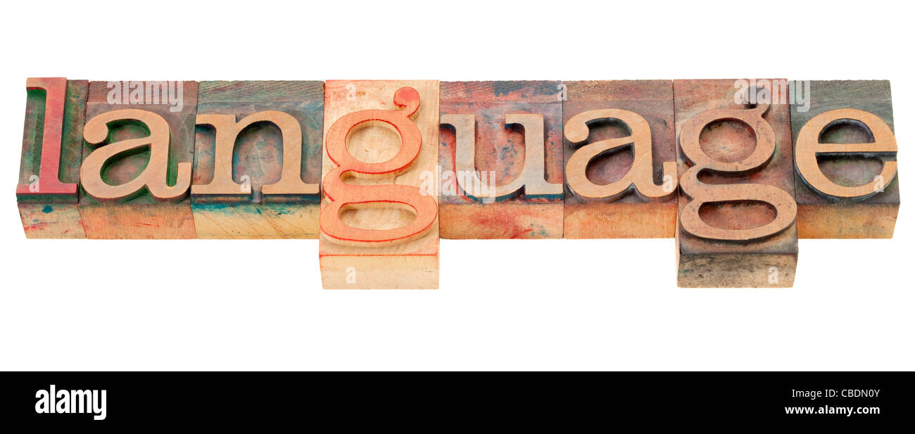 language - isolated word in vintage wood letterpress printing blocks ...