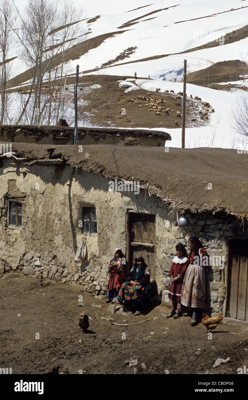 Kurdish village life in Yuksekova, Turkey border near Iran. Traditional ...