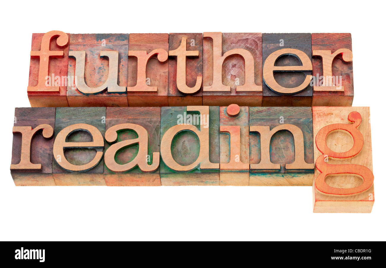 further reading - isolated words in vintage wood letterpress printing ...