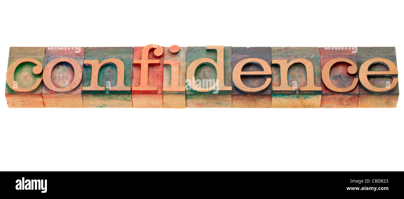 confidence - isolated word in vintage wood letterpress printing blocks ...