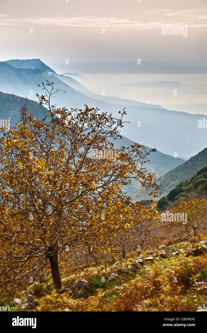 Autumn in the Taygetos mountains looking south to the Deep Mani from ...