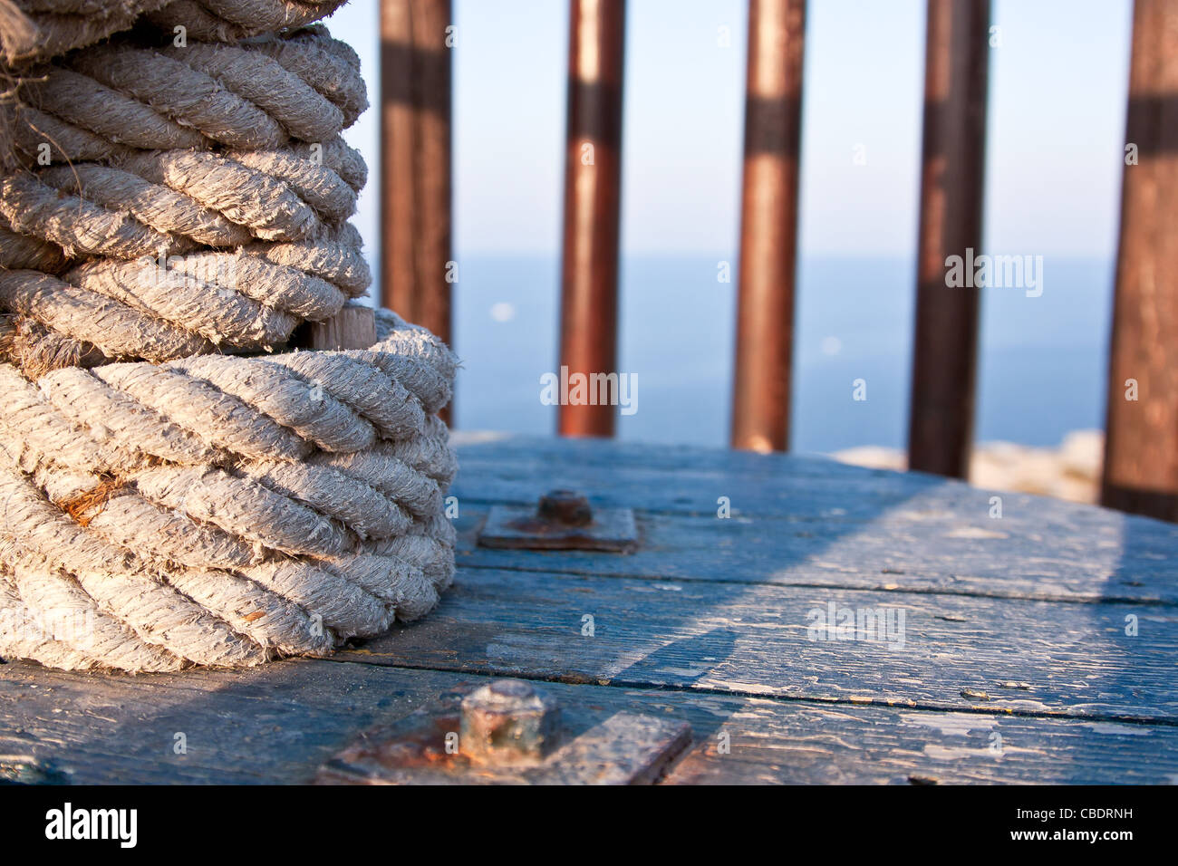 the rope wrapped to the pole Stock Photo - Alamy