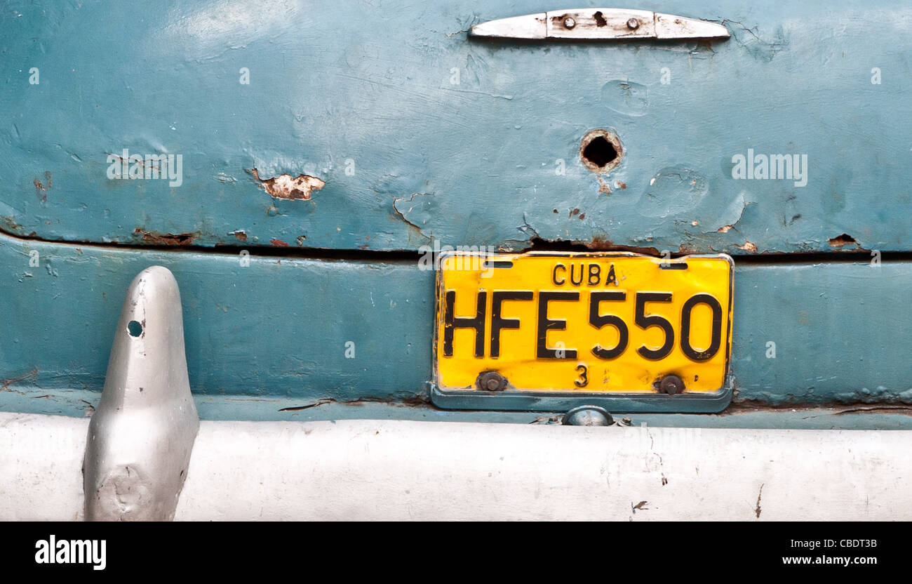 numberplate on the back of a vintage car in Havana Stock Photo - Alamy