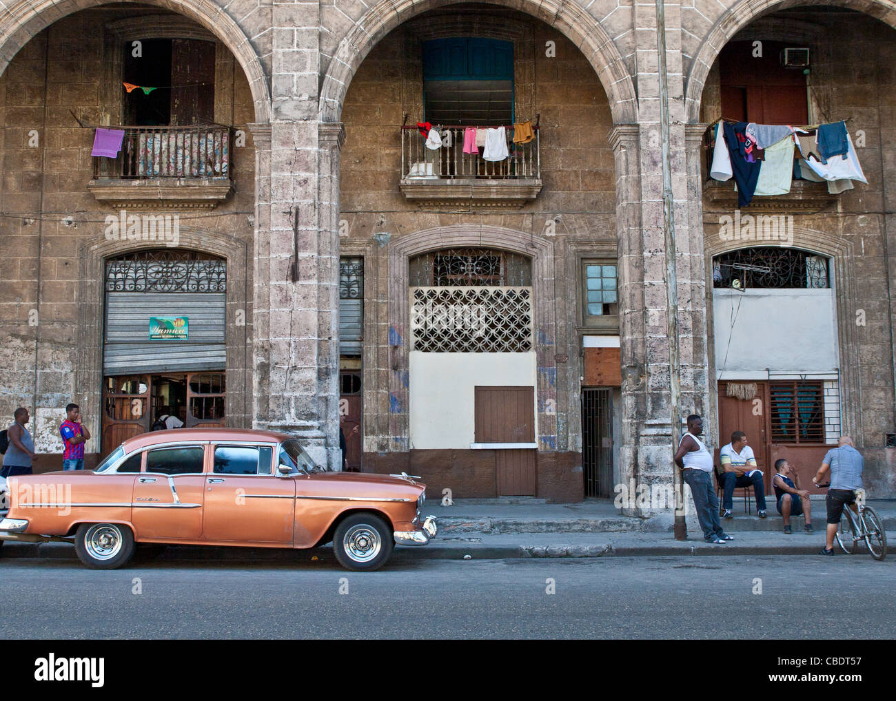 car parked up in an Havana street - going a snap shot of Cuban life ...