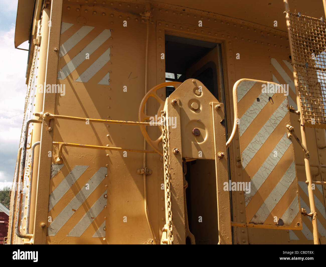 Yellow caboose from the Rio Grande Railroad in Eagle historical museum ...