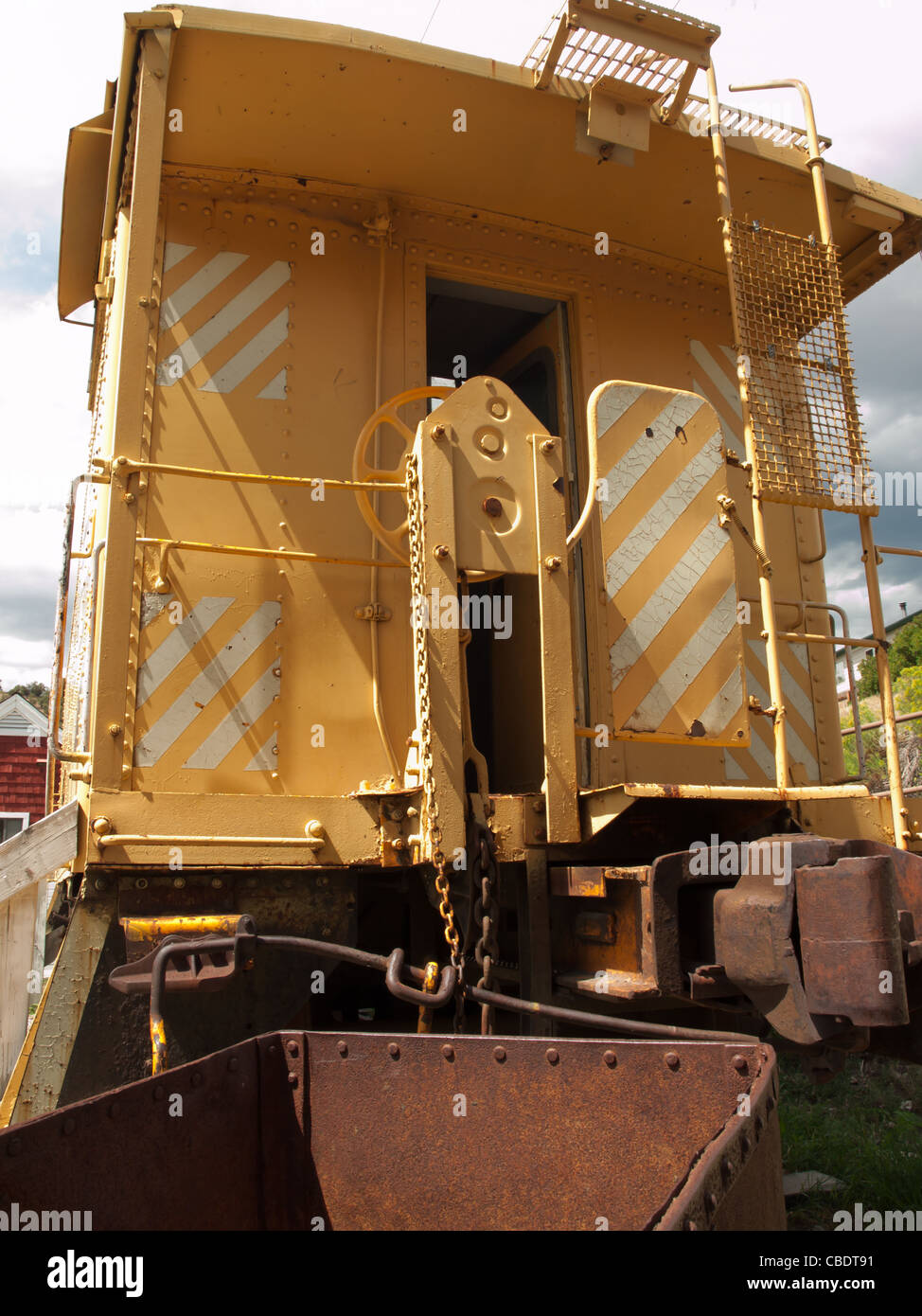Yellow caboose from the Rio Grande Railroad in Eagle historical museum ...