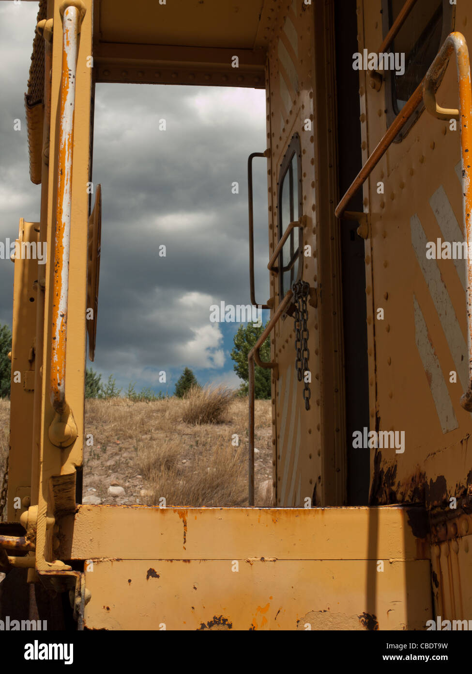 Yellow caboose from the Rio Grande Railroad in Eagle historical museum ...