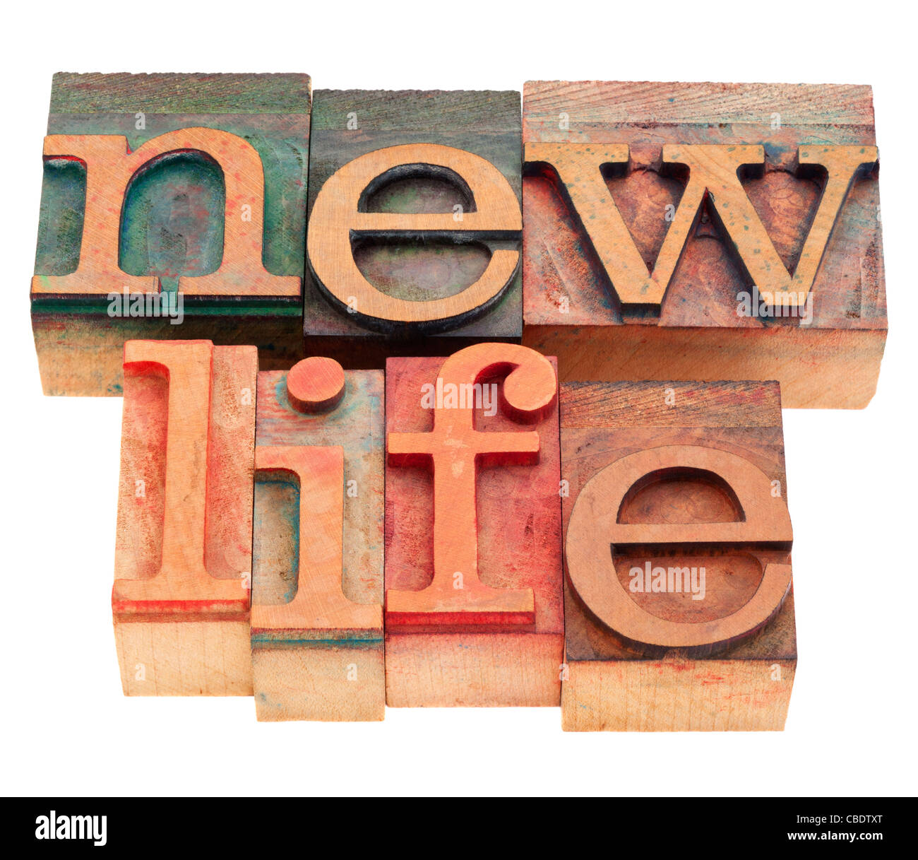 future concept - new life words in vintage wood letterpress printing ...