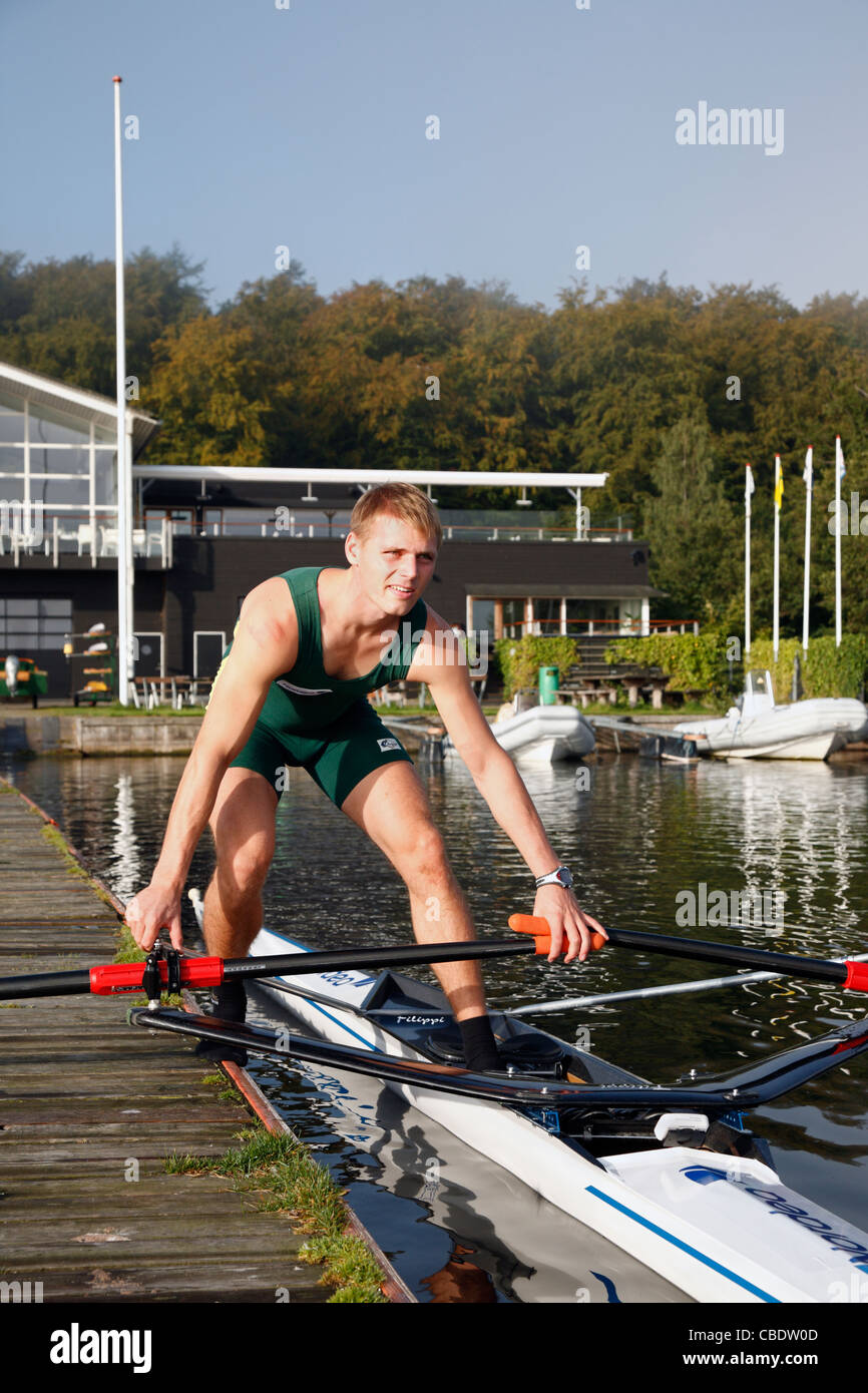 The Danish elite senior lightweight rower Henrik Stephansen entering ...