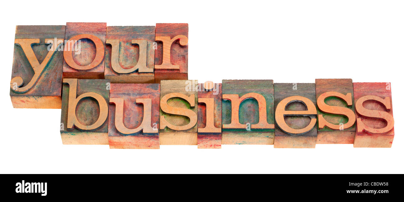 your business words in vintage wood letterpress printing blocks ...