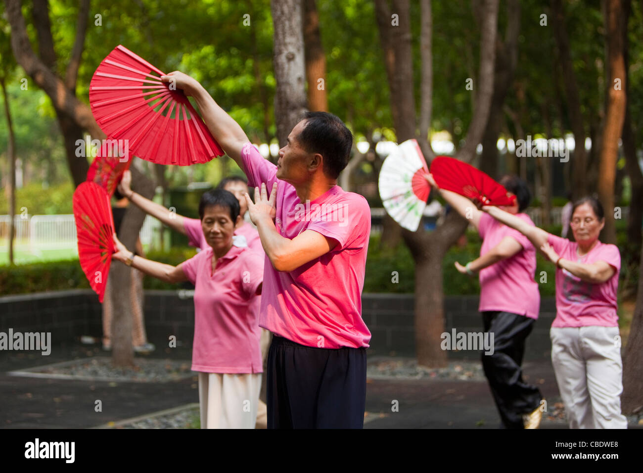 Fan Dancing, Early Morning, Hong Kong, China Stock Photo - Alamy