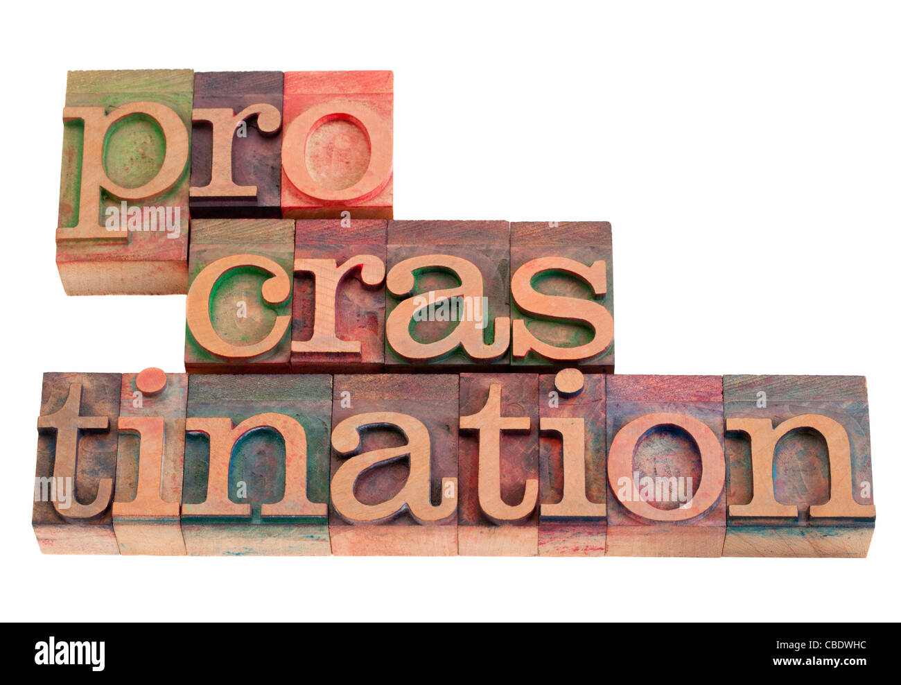 procrastination word abstract in vintage wooden letterpress printing ...
