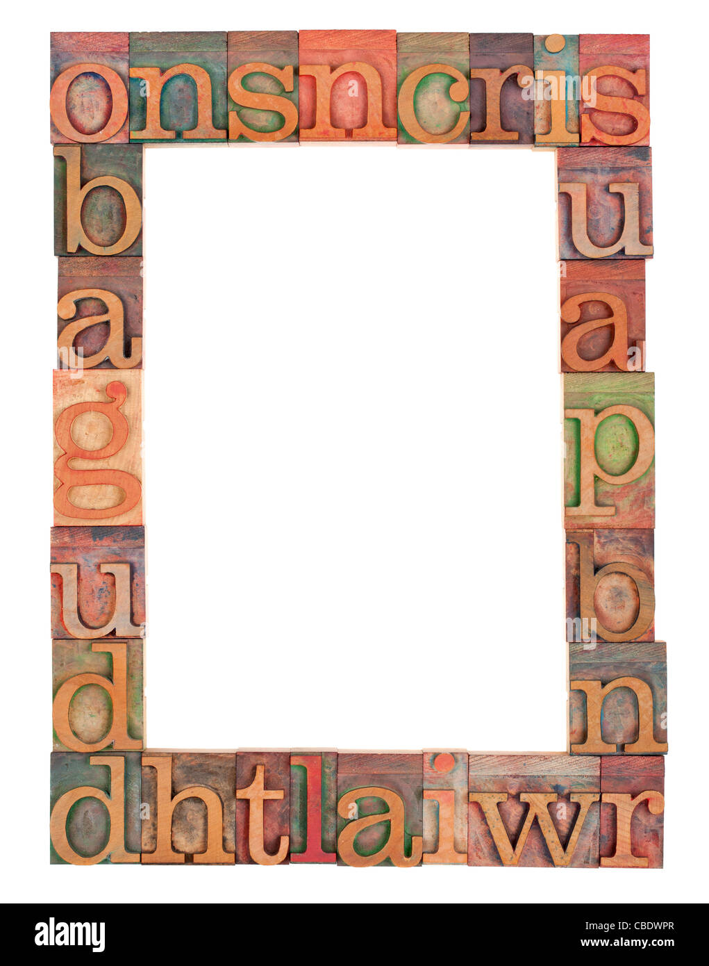 vertical alphabet frame - random vintage wood letterpress printing ...