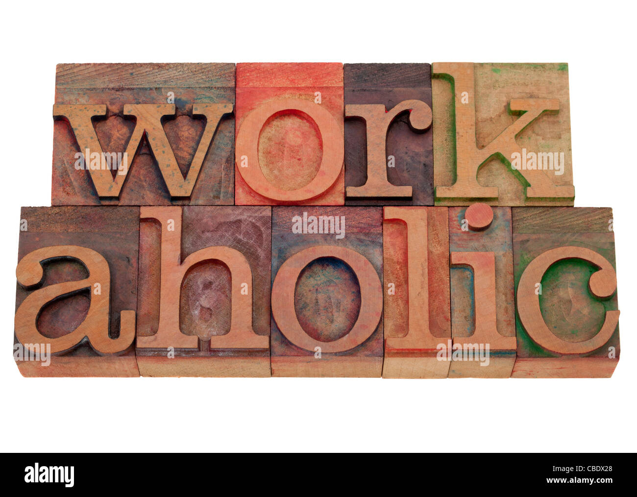 workaholic word in letterpress type Stock Photo - Alamy