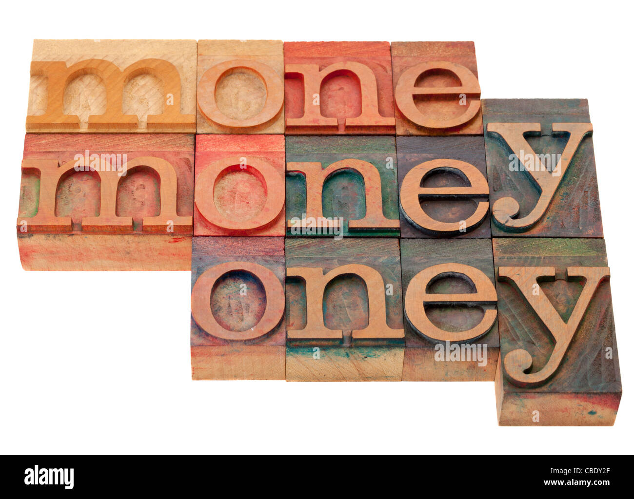 money - word abstract in vintage wooden letterpress printing blocks ...
