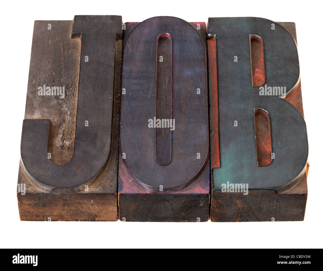 job - word in vintage wooden letterpress printing blocks, stained by ...