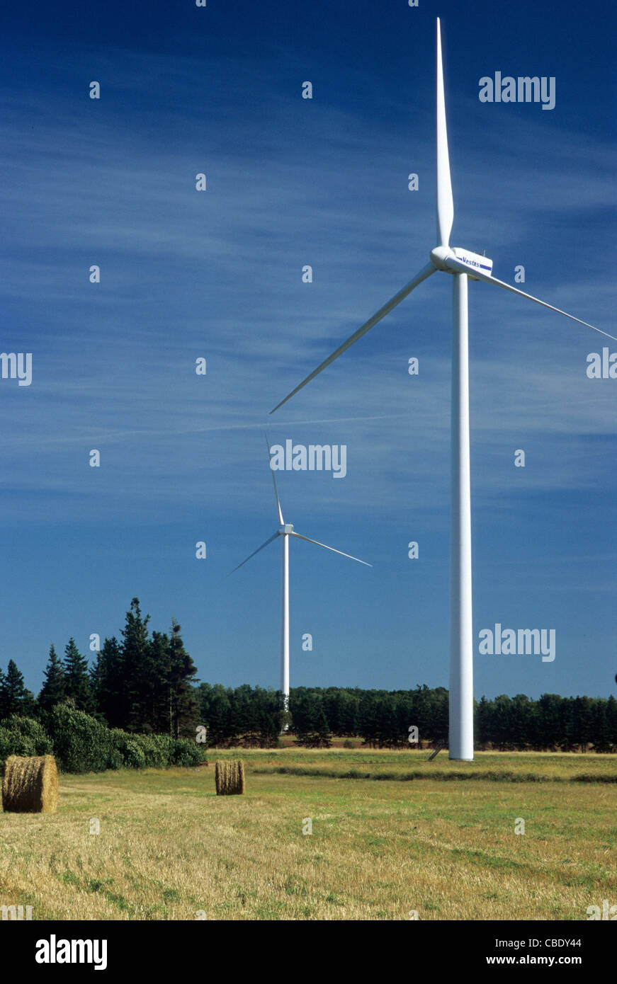 West Cape Wind Farm in Prince Edward Island, Canada; wind turbines ...