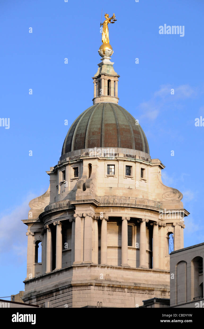 Bronze statue sculpture Lady Justice or Scales of Justice above copper ...