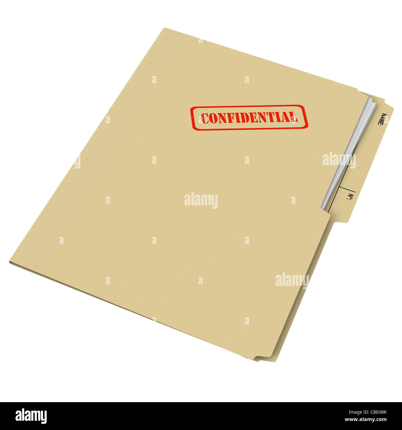 Manila folder stamped Confidential on white background Stock Photo - Alamy