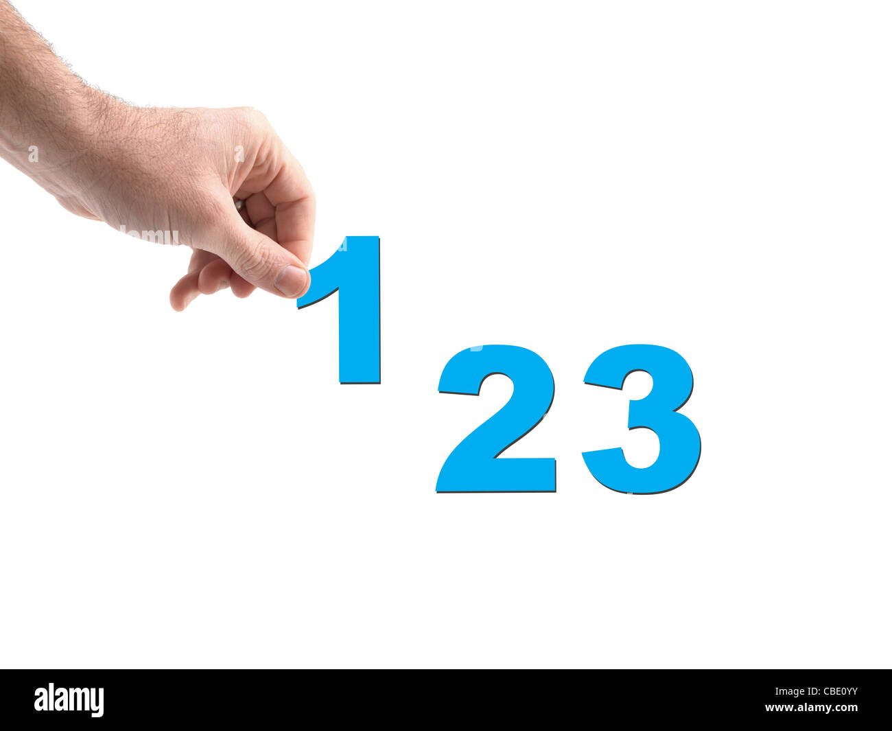 Numbers held by a hand isolated against a white background Stock Photo ...