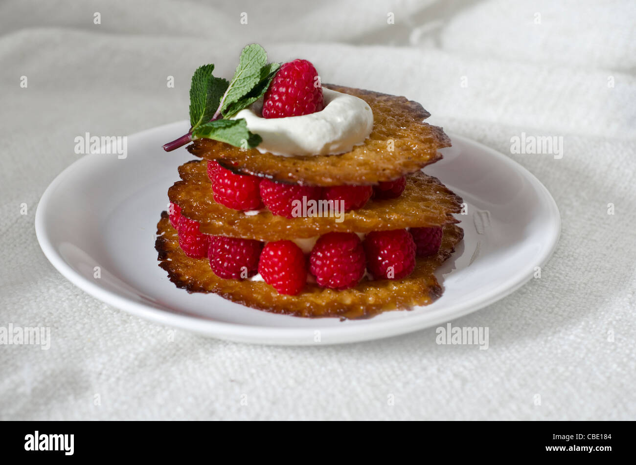 modern raspberry dessert Stock Photo - Alamy