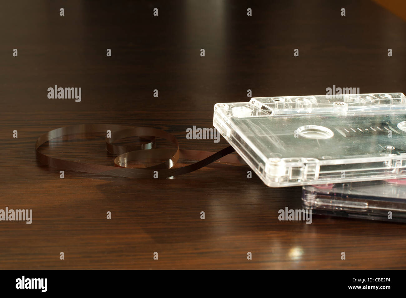 Audio tape cassettes with subtracted out tape. Old broken cassette ...