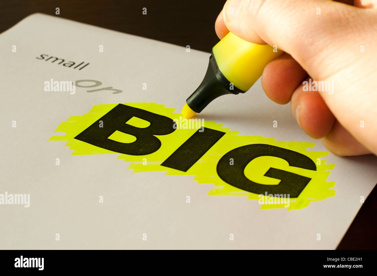 Concept Big and Small on a paper Stock Photo - Alamy