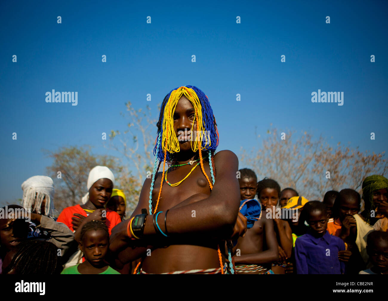 Mudimba Girl With A Beaded Wig Called Misses Ena, Village Of Combelo ...