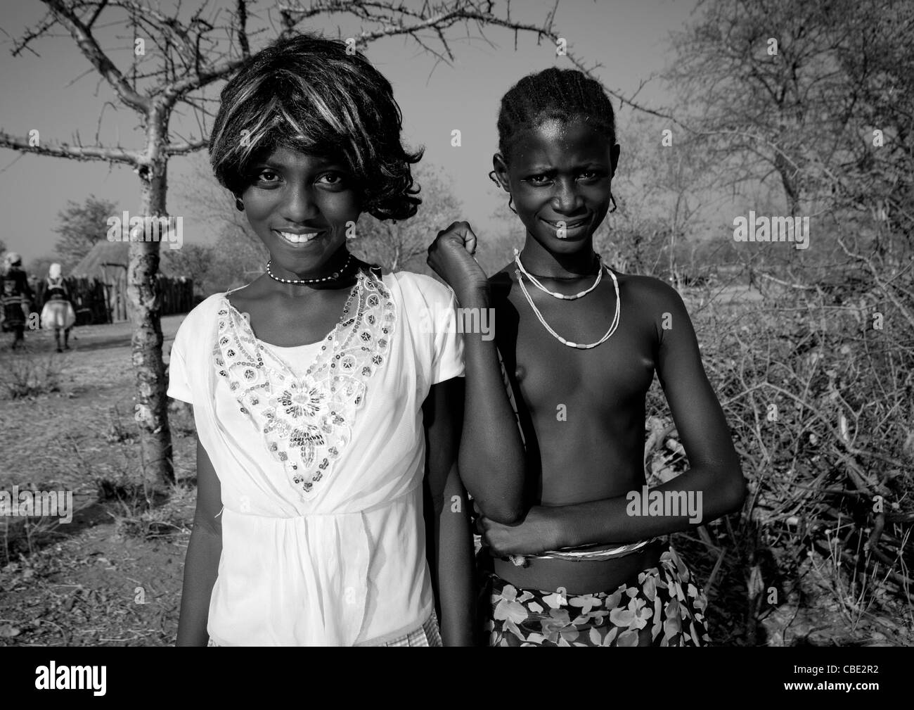 Mudimba Girls, Village Of Combelo, Angola Stock Photo - Alamy