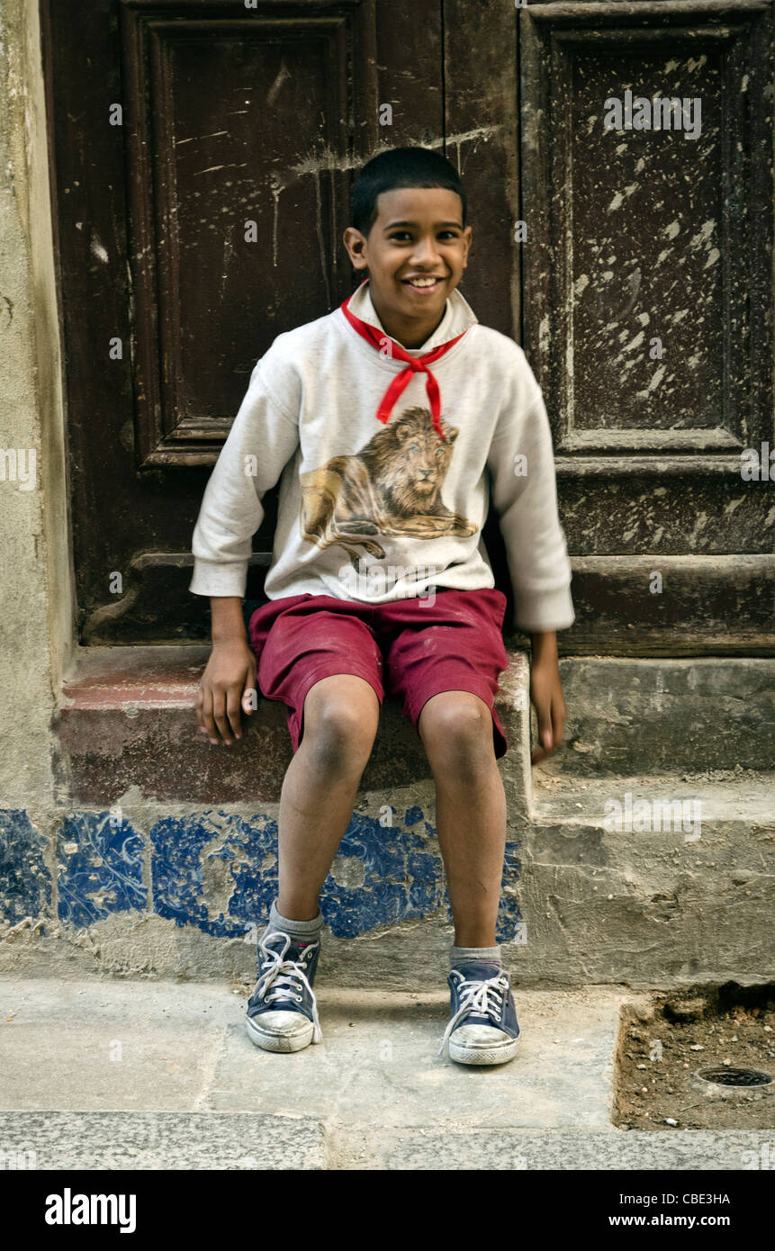 School boy Havana Vieja Cuba Stock Photo - Alamy
