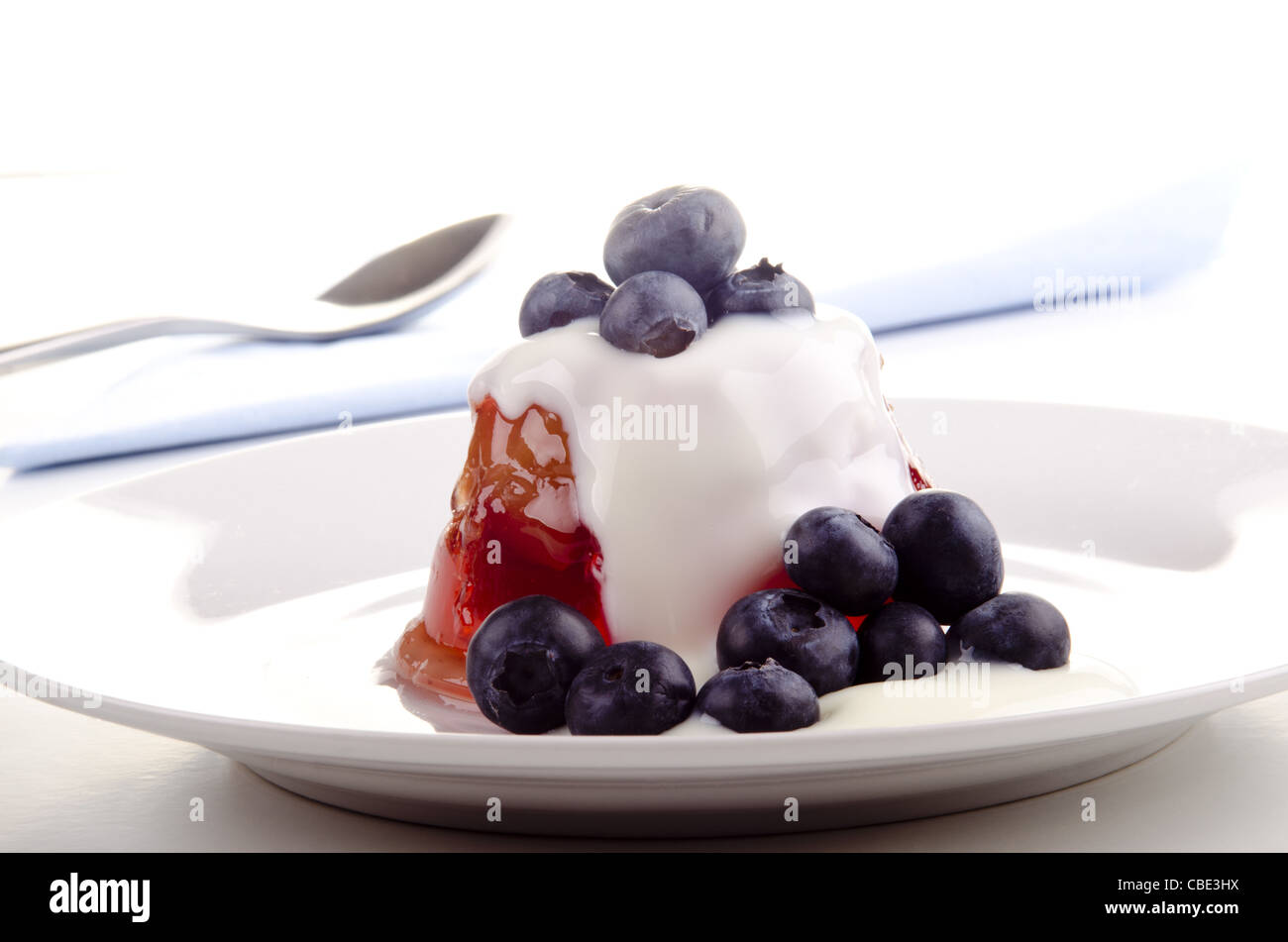 red fruit pudding with blue berries Stock Photo - Alamy