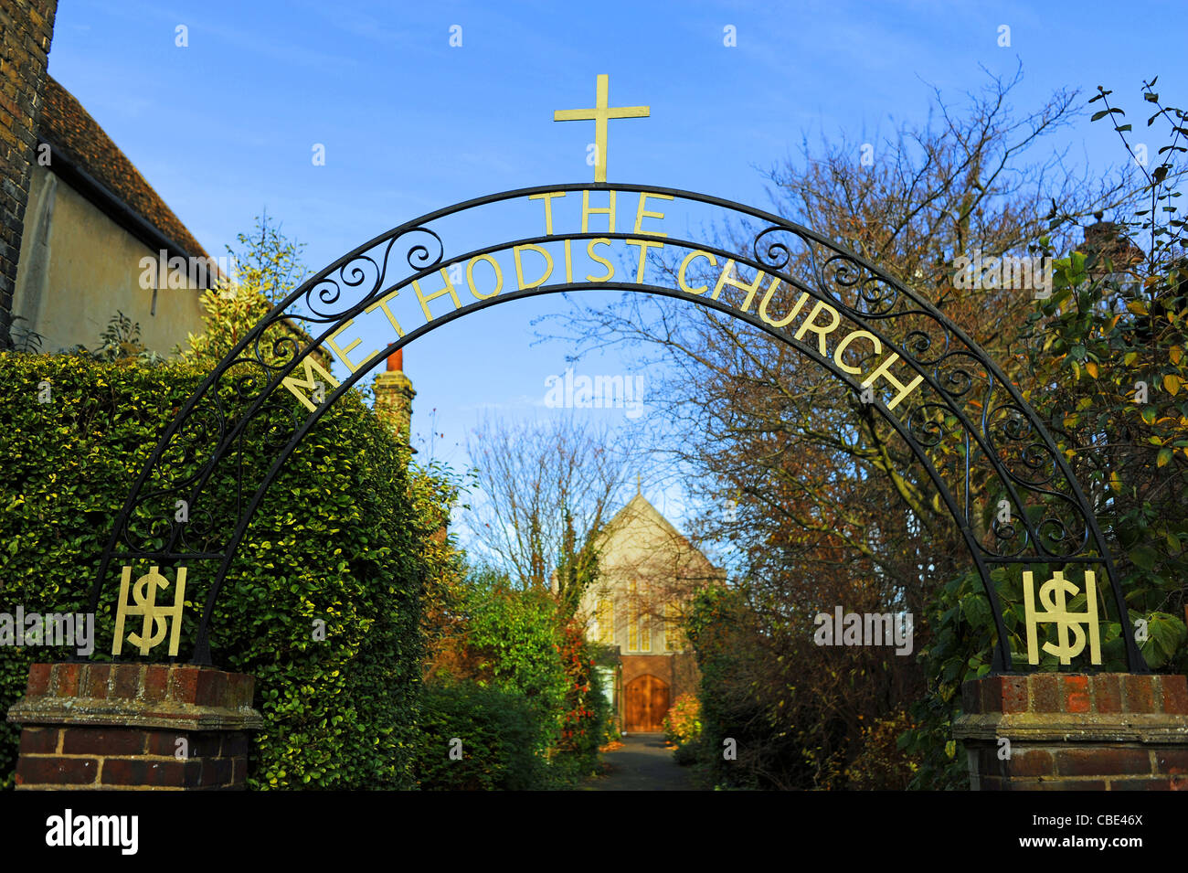 Methodist Church entrance gate and sign in Sittingbourne Kent UK ...