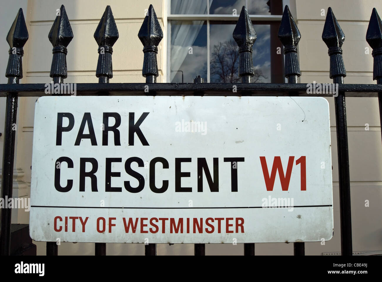 street name sign for park crescent, in the city of westminster, london ...