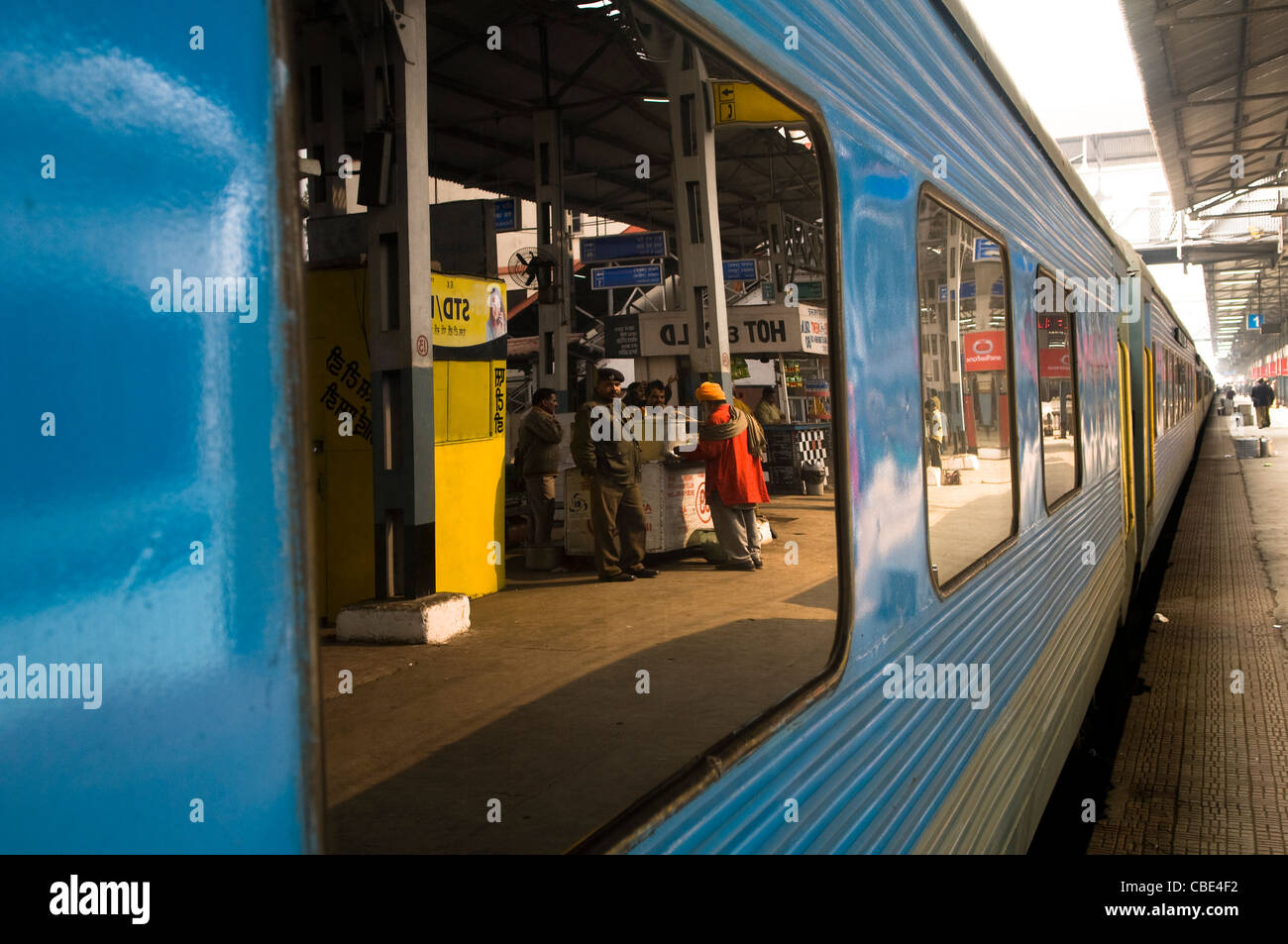 An Indian train in a railway station in North India Stock Photo - Alamy
