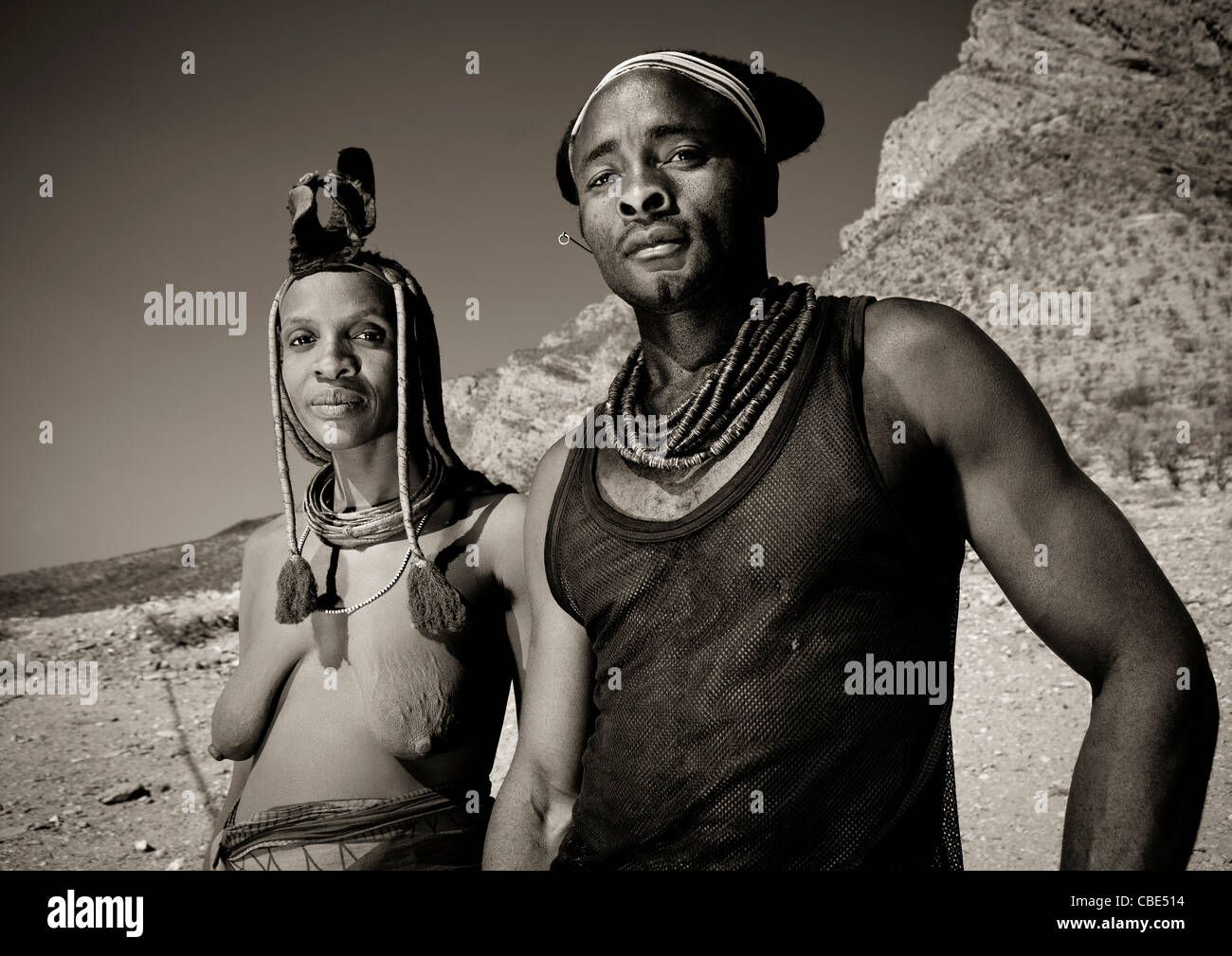 Himba Couple, Iona Village, Angola Stock Photo - Alamy