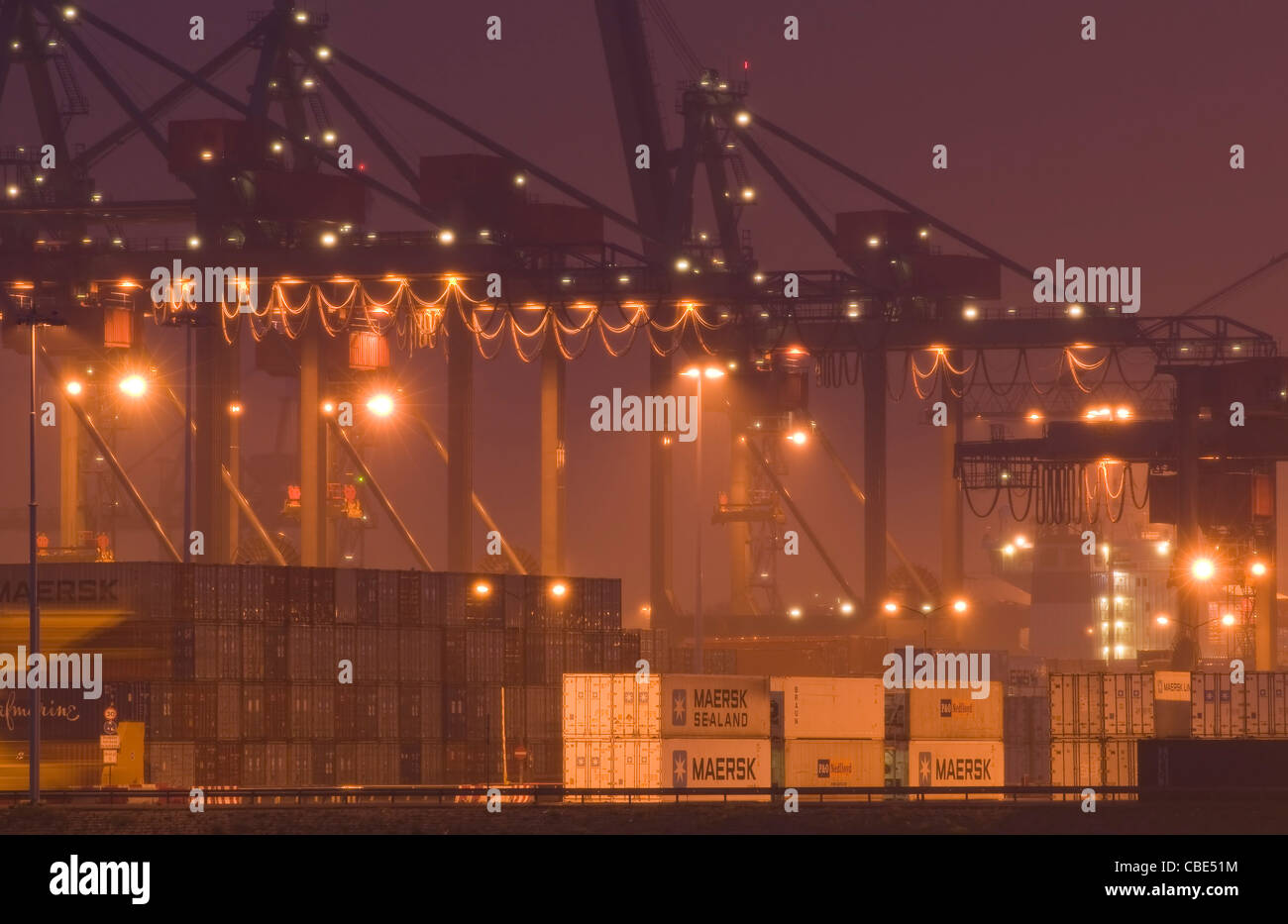 Container terminal at Rotterdam harbor. Rotterdam, The Netherlands ...